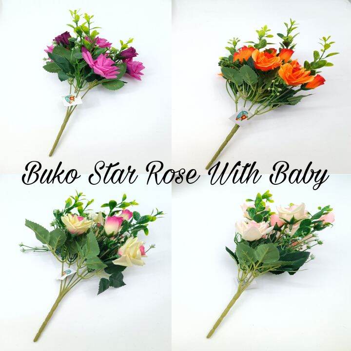 Artificial Buko Star Rose With Baby Fake Flower 10 Heads Good For ...