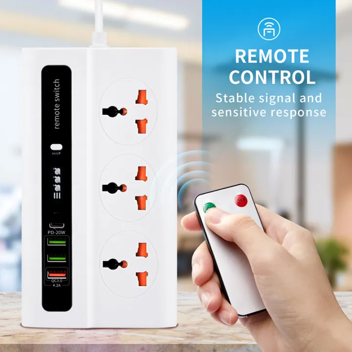 Remote control on/off power socket Chargers Universal Socket with 3AC ...