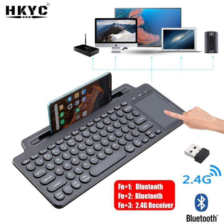 2.4G Wireless Bluetooth Keyboard with Number Touchpad Mouse Card Slot ...
