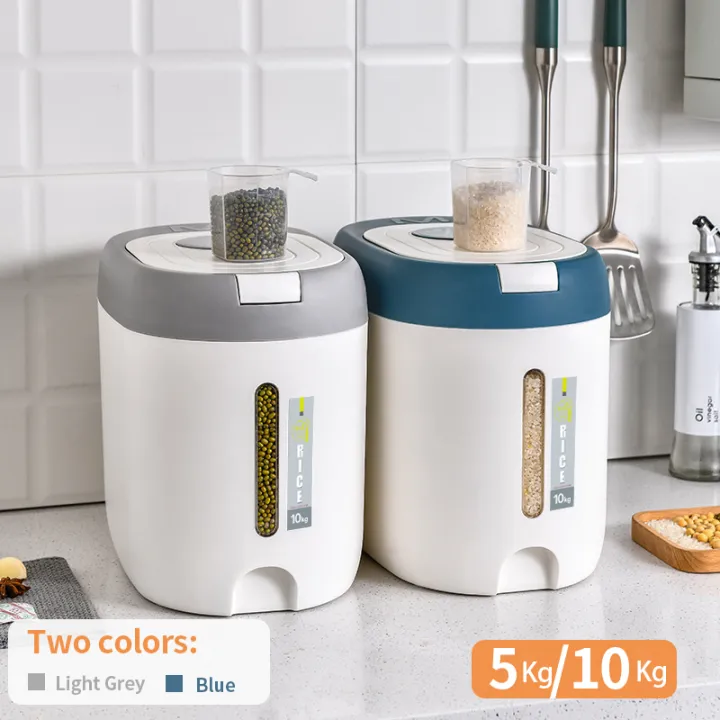 【Free Measuring Cup】5KG/10KG Rice Bucket Sealed Rice Dispenser Rice ...