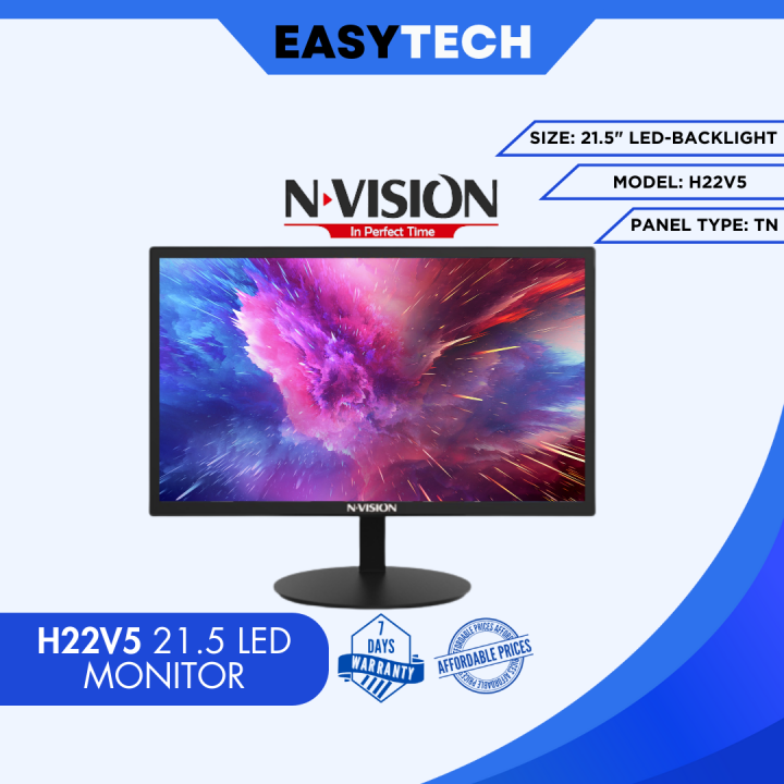 EASYTECH NVISION MONITOR 21.5"inch Led Monitor H22V5 60Hz Gaming/Work ...