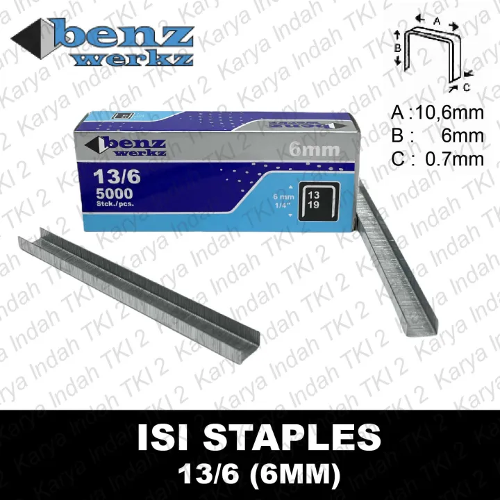 Isi Staples Manual 13/6 BENZ Rapide 6 MM Stapler Gun Tacker Stanley ...