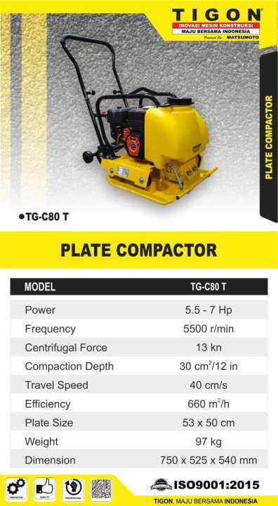 Mesin Stamper Kodok Plat TG-C80T TIGON Tangki Air / Compactor Plate ...