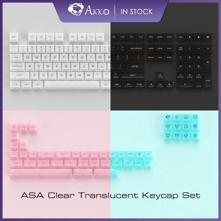 Akko ASA Clear Keycap Set 155-Key Transparent Backlit Keycaps for ANSI ...