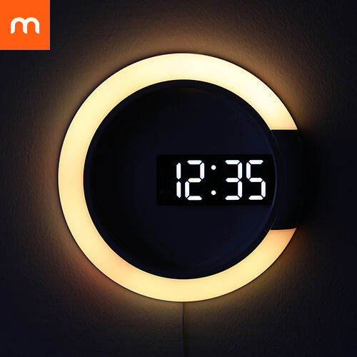 mooas Moodlight Dual Mirror Clock, 7 Color nightlight, 2 LED Colors (White/Orange), Adjustable ...