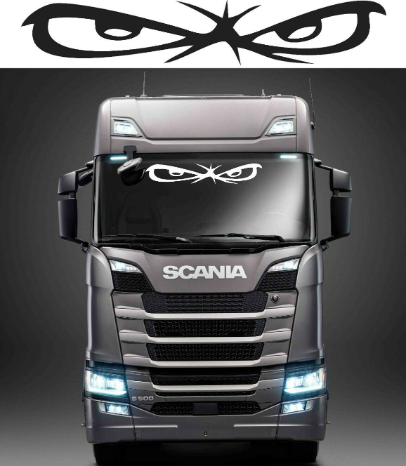 Evil Eyes Windscreen Vinyl Sticker Window HGV MAN DAF Scania Volvo ...