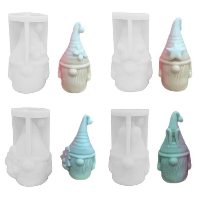 3D Gnomes Silicone Candle Mold Santa Claus Silicone Molds Epoxy Dwarf ...