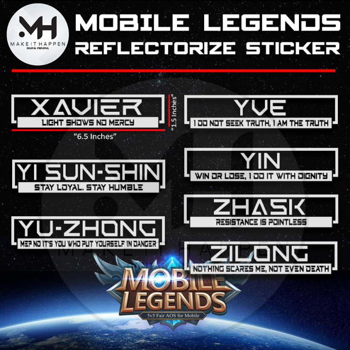 Mobile Legends 3m Reflectorized Decals Xavier - Zilong | Lazada PH