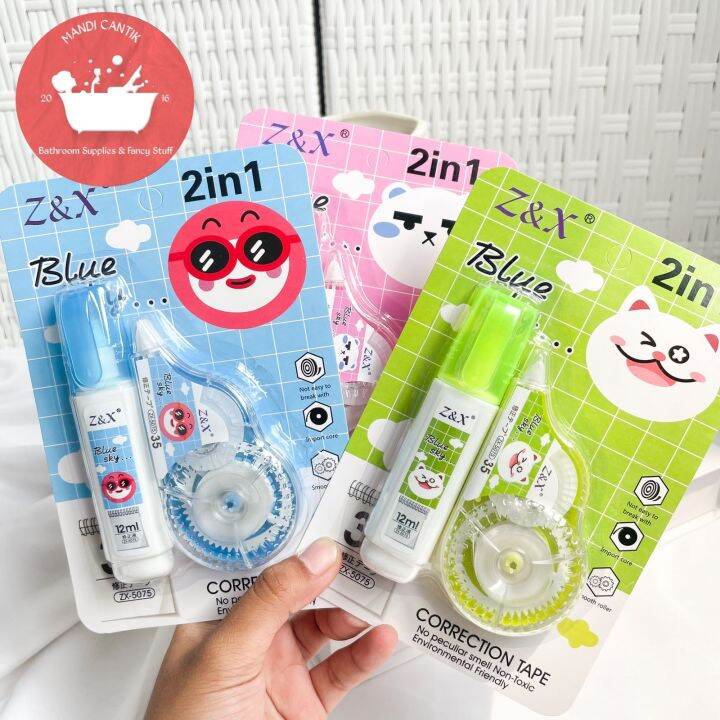 Tipex Set Cair kertas warna pastel correction tape 2 in 1 Tip ex Niall ...