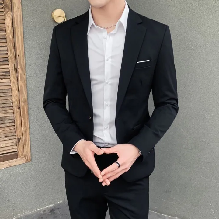 ADO Men's Suit Set Slim Fit Suit Men's Casual Coat Top Suit Best Man ...