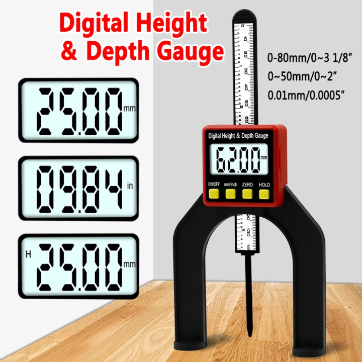 Digital Depth Gauge LCD Height Gauges Calipers With Magnetic Feet For ...