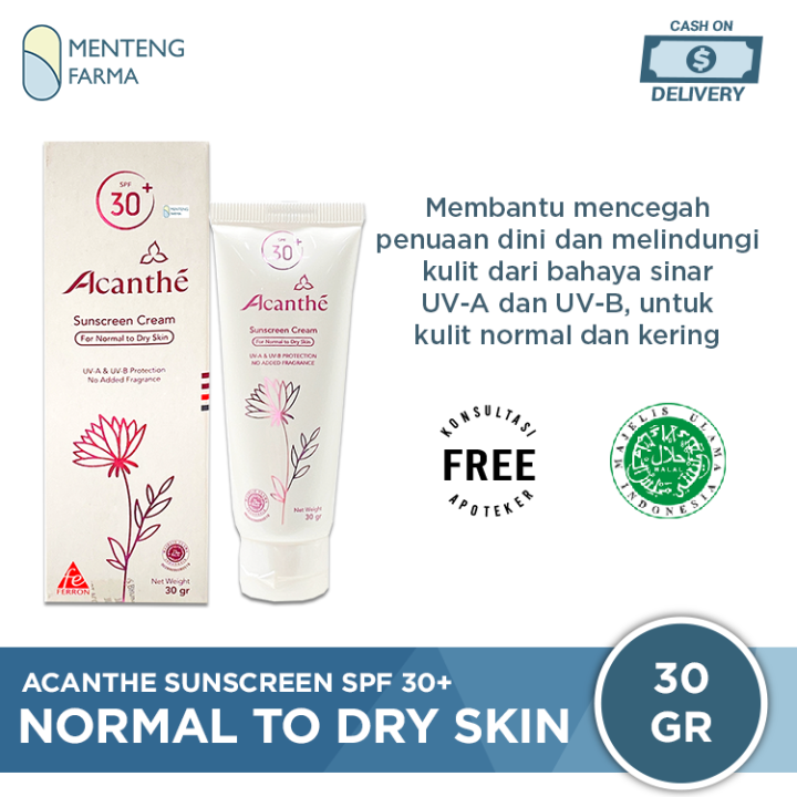 Acanthe Sunscreen SPF 30 For Normal to Dry Skin - Tabir Surya Kulit ...