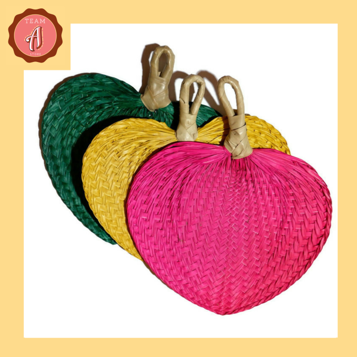 3 pieces Locally Made Abaniko Full Color - Hand Weaved Pamaypay Native ...