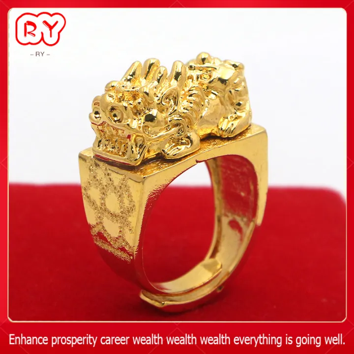 RY-feng shui lucky pixiu ring Men Pixiu Shakin Gold Ring Feng Shui ...