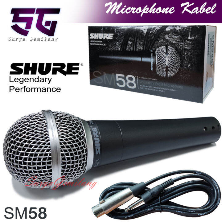Mic Kabel Shure SM58 Microphone Genggam Legendary Mik Vocal Dynamic ...