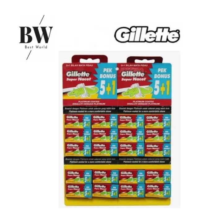 Gillette Super Nacet Razor Blades 5+1 Blades 20boxes | Lazada