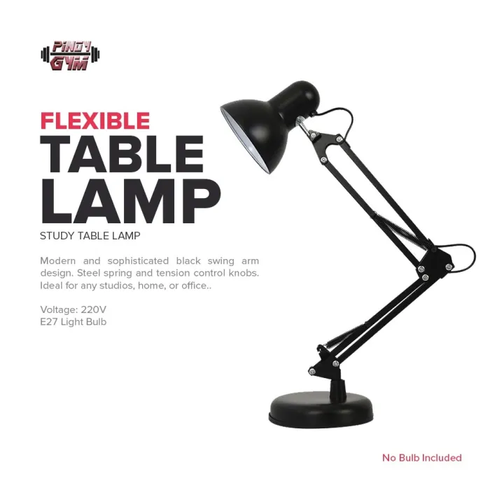 Study Table Lamp Office Desk light With Flexible Swing Arm White Black ...