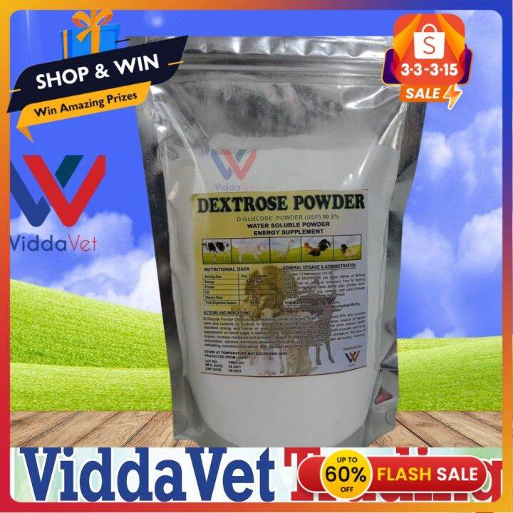 Viddavet Dextrose Powder 500grams for pets dogs cats pigs poultry ...