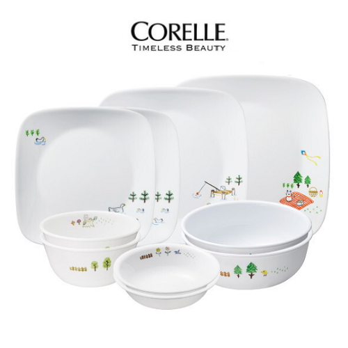 [CORELLE] Easy Weekend Tableware 10p Set for 2 People (Square Plate ...