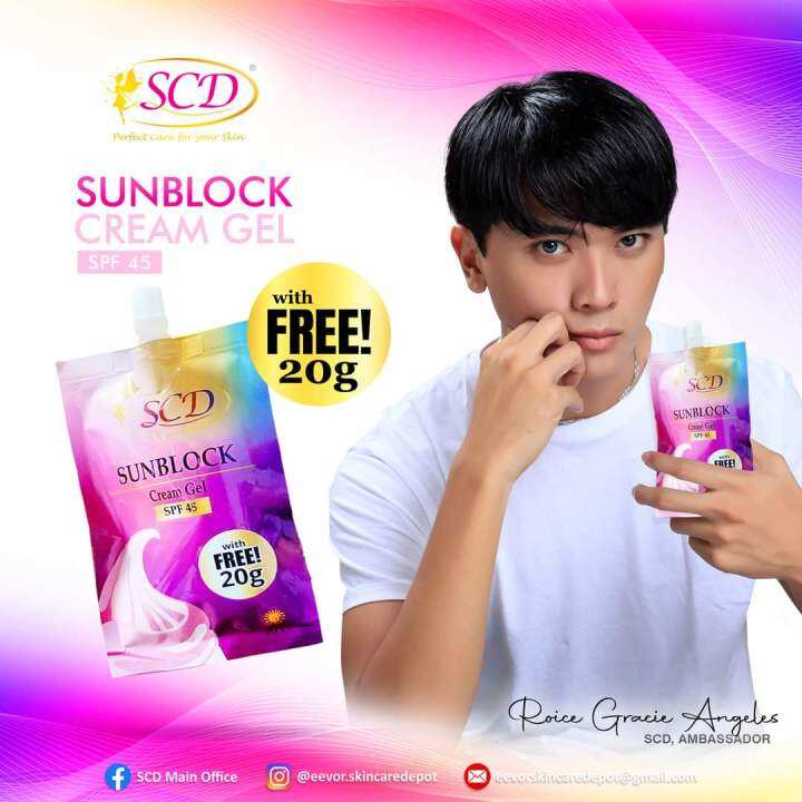 SCD Sunblock Cream Gel 50g w/ FREEBIES (SPF 45, Whitening, Moisturizing ...