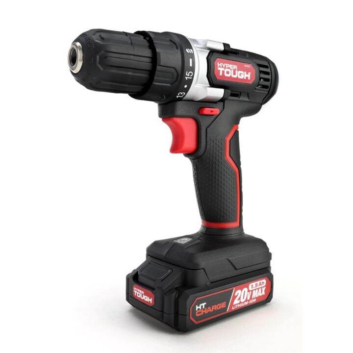 Hyper Tough 20V Variable Speed Cordless Drill Brushless Electric Drill ...