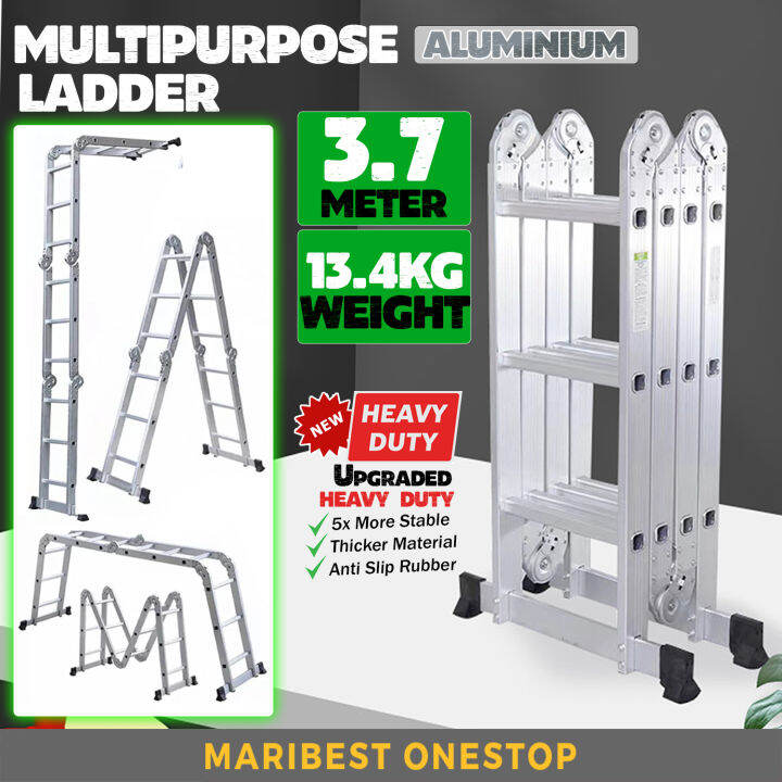 12 STEP (3.7M) Heavy Duty Aluminium Multipurpose Ladder Tangga Lipat ...