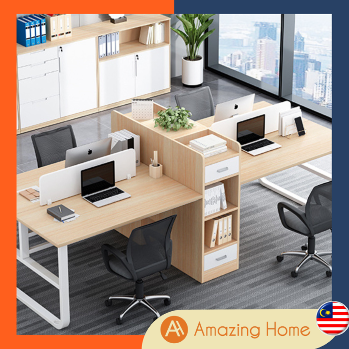AmazingHome Office Workstation Table Home Office Desk With Shelf Drawer ...