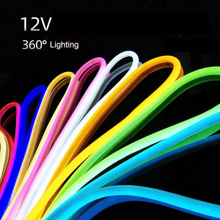 12V Round LED Neon Strip Light Waterproof DIY Neon Lights Flexible Neon ...