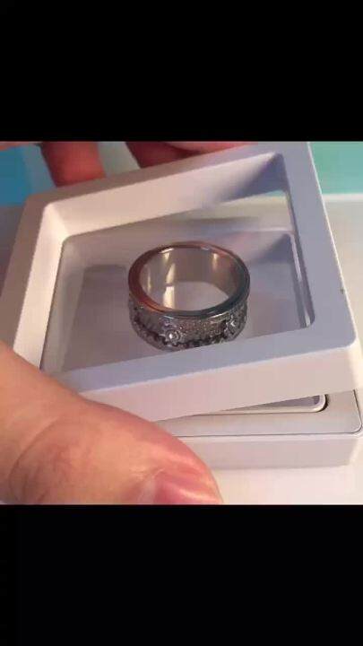 รุ่นเดียวกันกับ TikTok S925 เงินแท้ CNC แหวนหมุนเพชรเต็มเกียร์แหวนคู่แหวนหมุนเชิงกล | Lazada.co.th