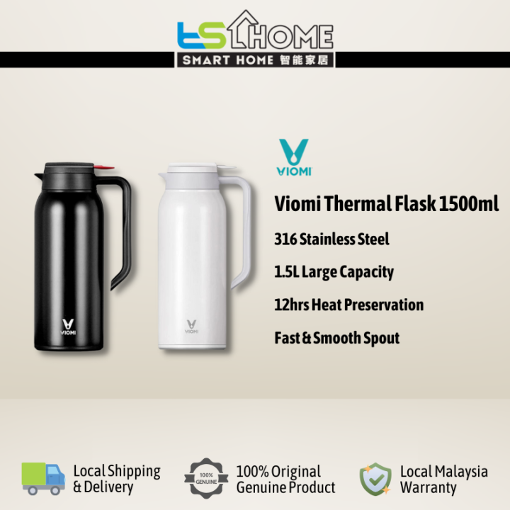 VIOMI 316 Stainless Steel Thermal Carafe Vacuum Flask Pot 12 hours Hot and Cold Preservation (1 ...