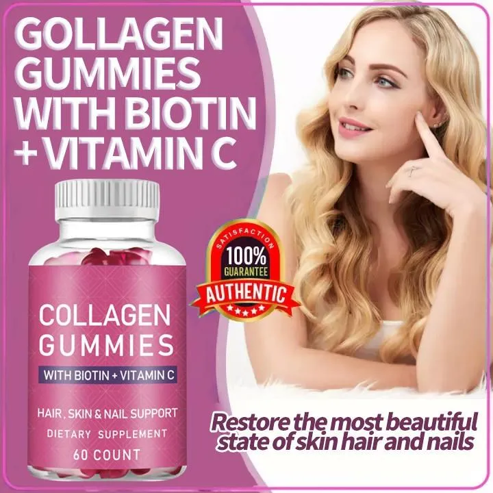 Collagen Gummies with Biotin Vitamin C Hair Skin Nail Support 60 Count ...