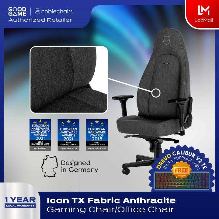 Noblechairs ICON TX Gaming Chair short gas lift Fabric Anthracite ...