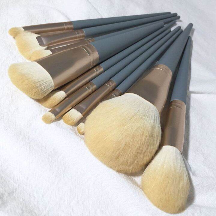 Ribbvu แปรงจมูกนิ่มเครื่องมือความงามแปรงปัดแป้งแต่งหน้าชุดแปรงแปรงปัดขนตาแปรงขัดหน้า Peralatan ...