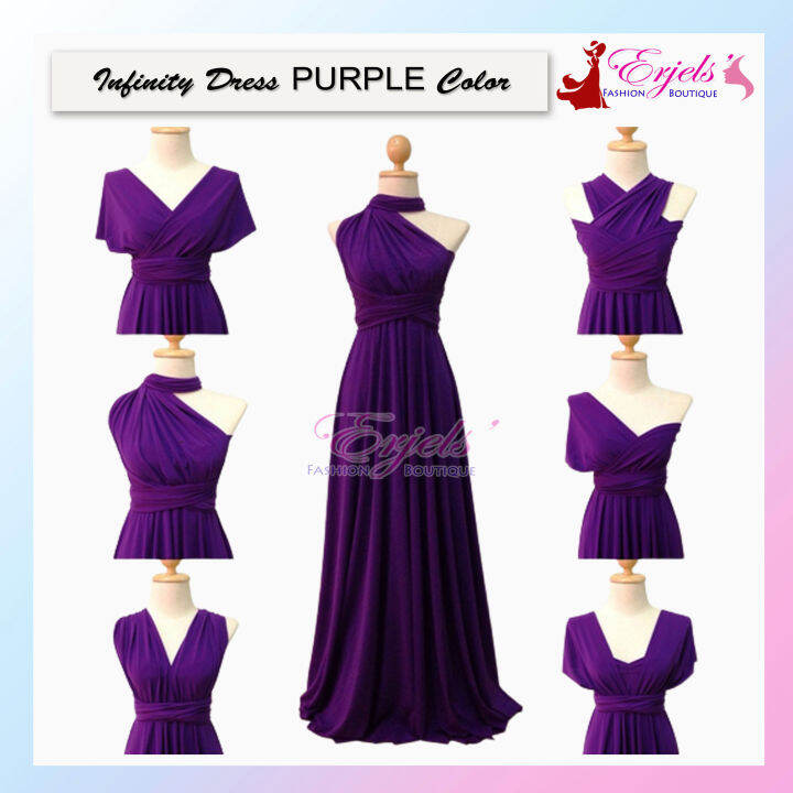 PURPLE Infinity Dress Floor Length With Attached Tube | Cotton Spandex ...