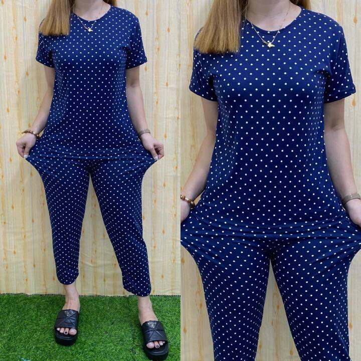Polka Terno Tshirt Panjama Free size fit Small Up to XL frame | Lazada PH