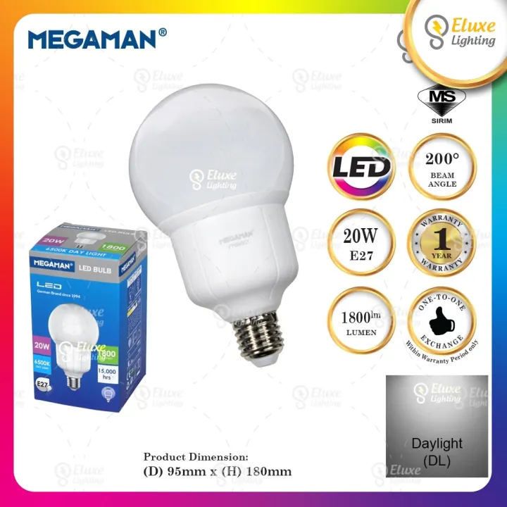 MEGAMAN 20W E27 LED GLOBE BULB | Lazada