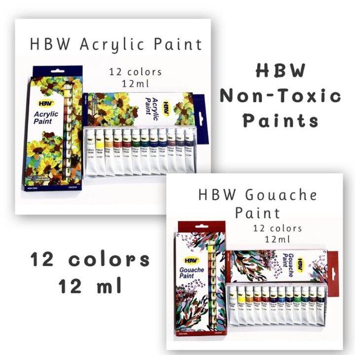 pangmushe4 HBW Acrylic paint and Gouache Paint 12ml 12 colors per set ...