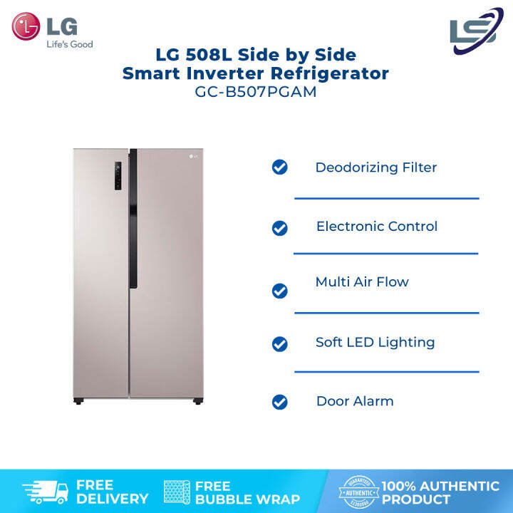 LG 508L Side by Side Smart Inverter Refrigerator GC-B507PGAM | Door Alarm | Express Freeze ...
