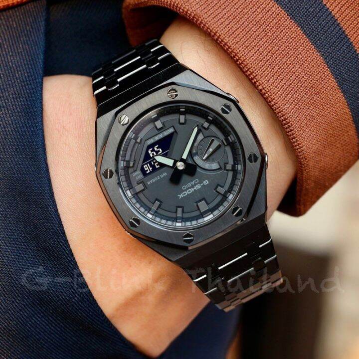 Casio G-Shock GA-2100 คัสต้อมชุดแต่ง Snless Steel AP “Casioak” สีดำ ...