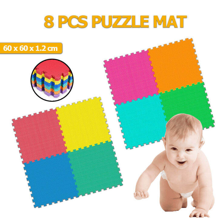 8 Pieces Puzzle Playtime Rubber Mat Big 60 x 60 x 1.2 cm Big Puzzle ...