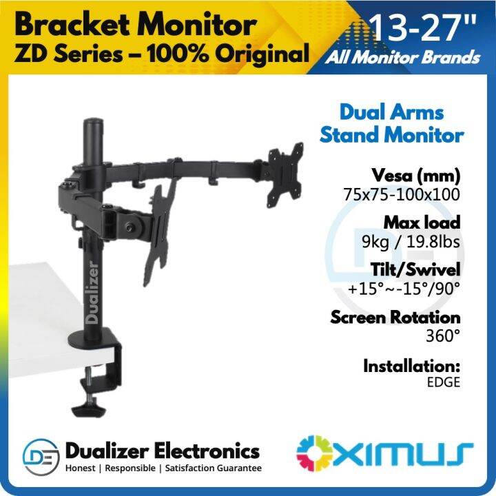 Bracket Meja 2 Dual TV Monitor LCD LED 13" 14" 17" 19" 22" 24" 25" 27 ...