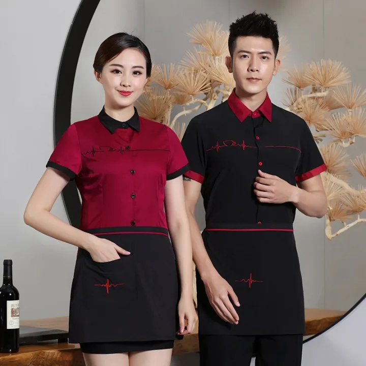 Short Sleeve Waiter Overalls Ho Restaurant Waiter Uniform Teahouse ...