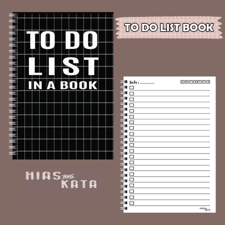 To Do List Book Daily Planner Grid Black A5 | Lazada Indonesia