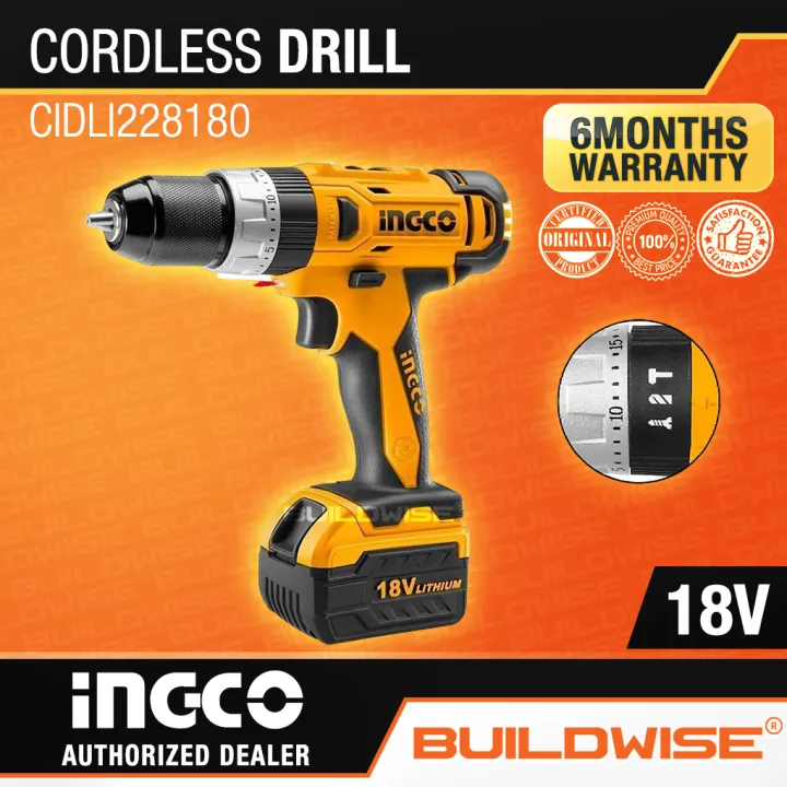 Ingco Cordless Dril 18 Volts CIDLI228180「BUILDWISE®」 | Lazada PH