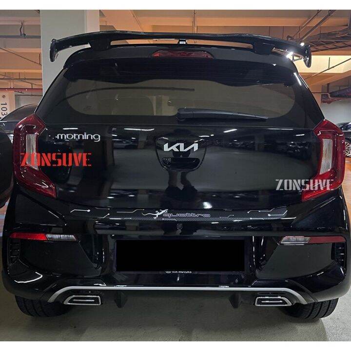 Use For KIA Morning Picanto Spoiler ABS Plastic Carbon Fiber Look Gloss ...