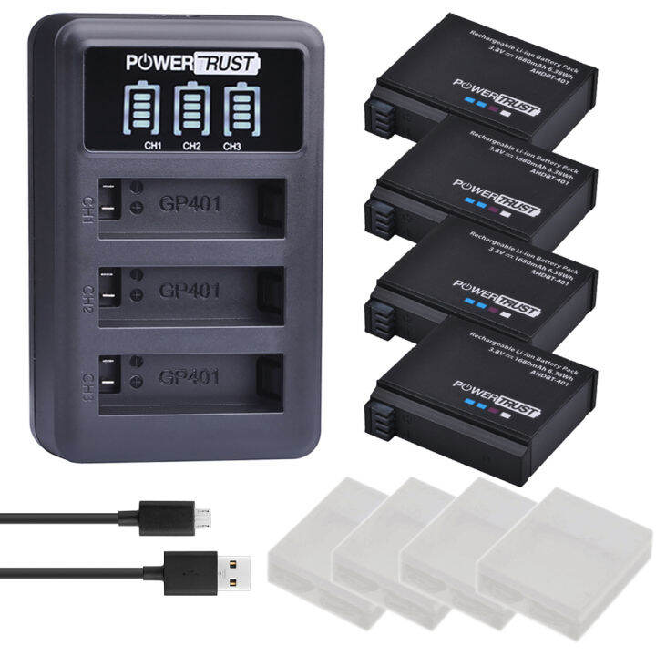 4Pcs 1680MAh แบตเตอรี่ AHDBT-401สำหรับ Gopro Hero 4แบตเตอรี่ AHDBT401 ...