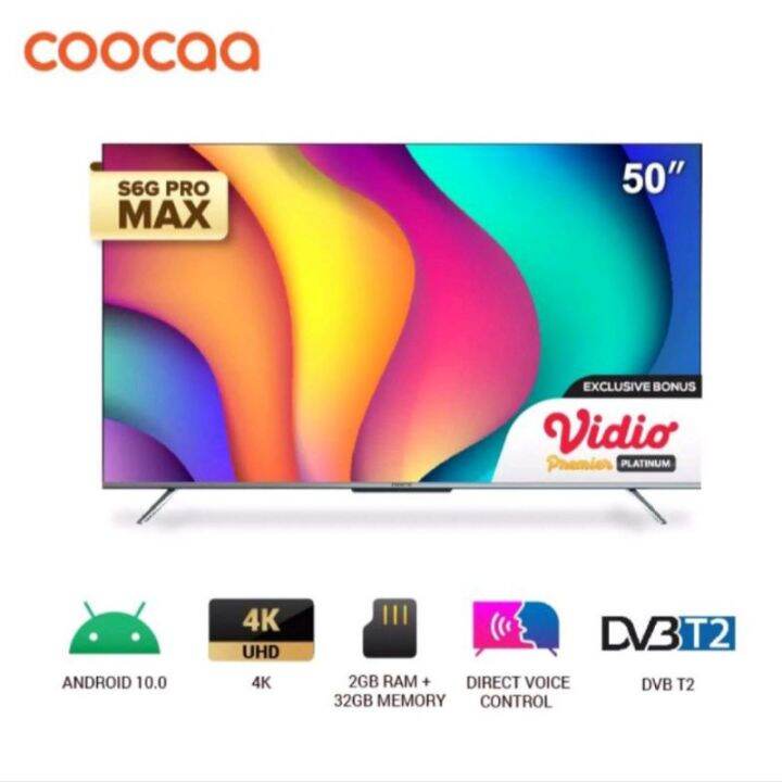 Coocaa LED TV 50" 4K UHD Android 10 Digital Smart TV 50S6G PRO MAX | Lazada Indonesia