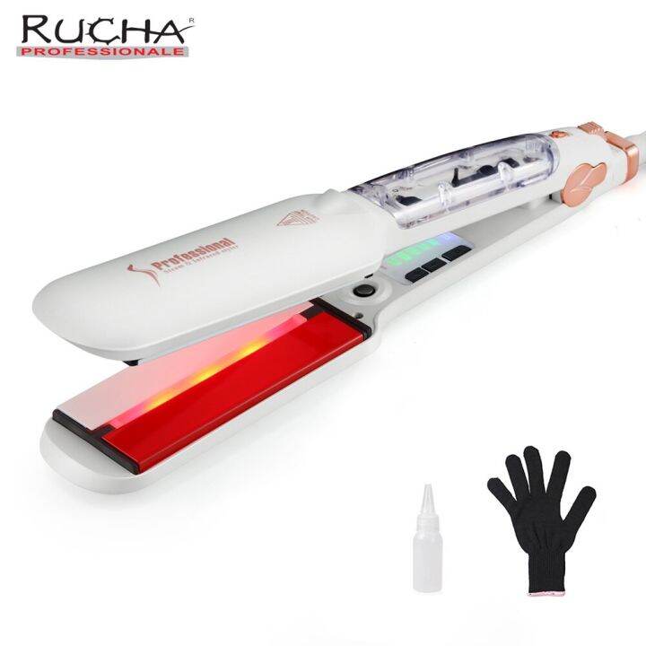 RUCHA Steam Hair Straightener Ceramic 2 Inch Plate Vapor Spray Infrared ...