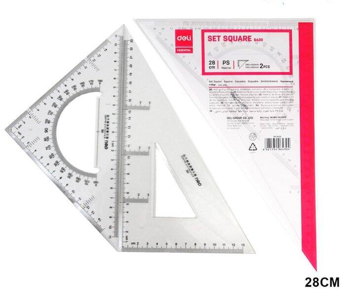 Mistar Penggaris Segitiga 28 cm Triangle Set Square DELI 6430 Plastik ...