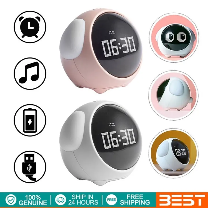 Emoji Alarm Clock Wireless Chargeable Clock with Night Light and Voice ...